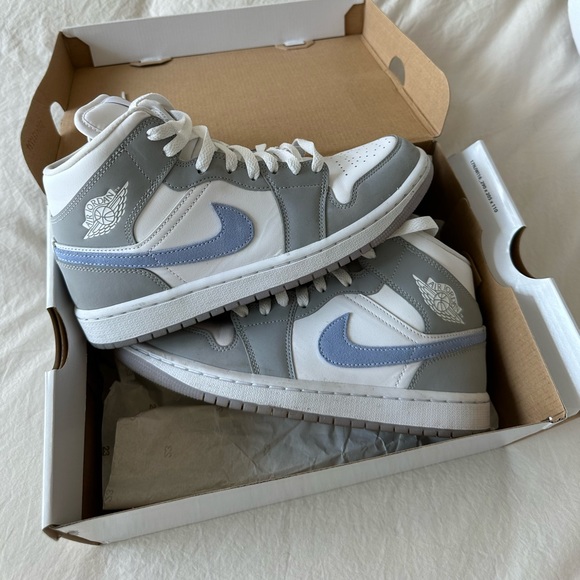 Nike | Shoes | Womens Air Jordan Mid Grey Blue | Poshmark